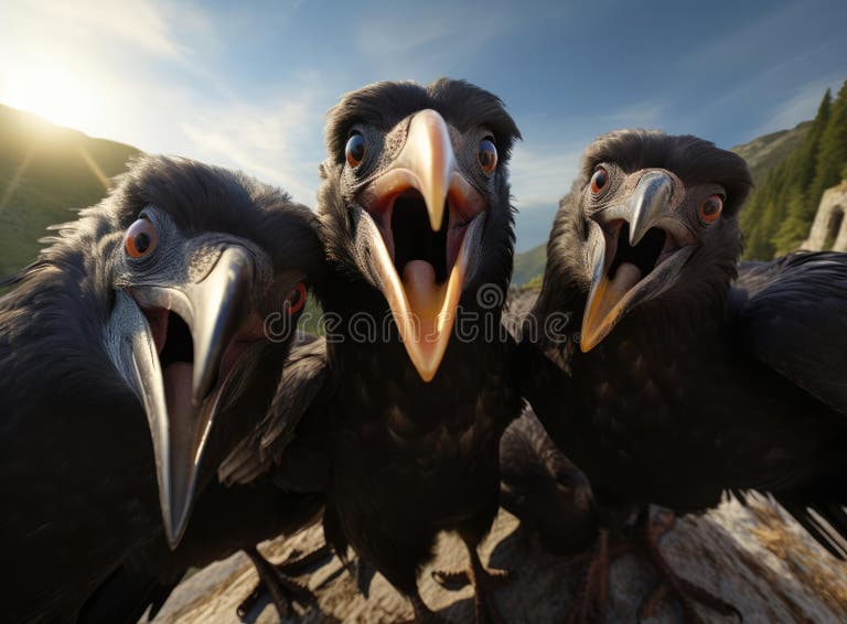 A Group of Crows Looking at the Camera Stock Illustration ...