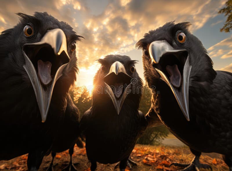 A Group of Crows Looking at the Camera Stock Illustration ...
