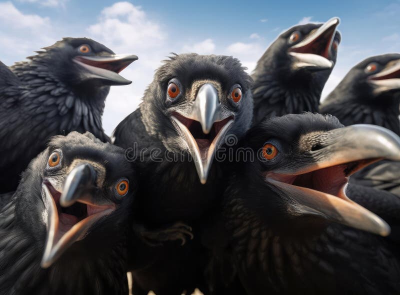 A Group of Crows Looking at the Camera Stock Image - Image of wild ...