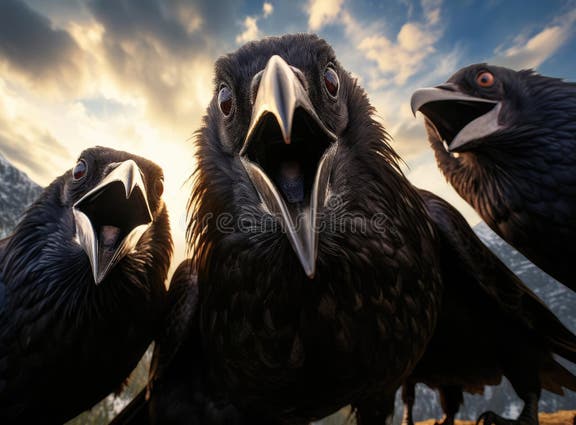 A Group of Crows Looking at the Camera Stock Image - Image of ...