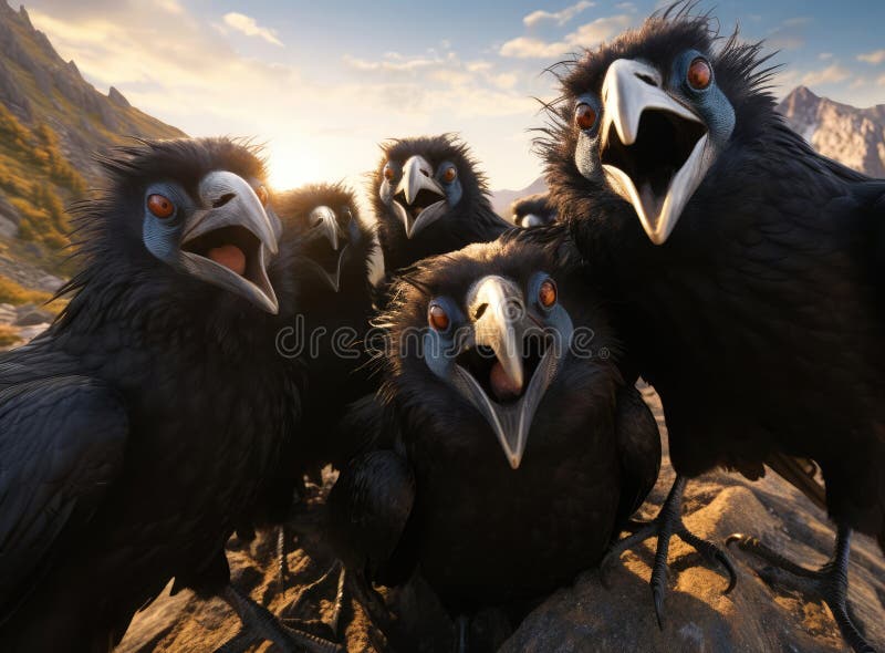 A Group of Crows Looking at the Camera Stock Image - Image of wildlife ...