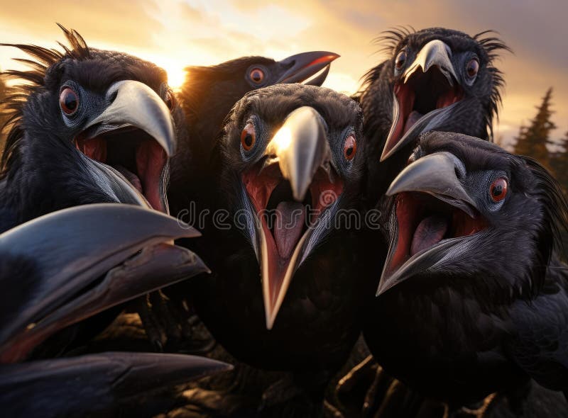 A Group of Crows Looking at the Camera Stock Image - Image of wild ...