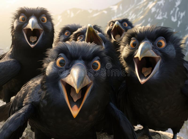 A Group of Crows Looking at the Camera Stock Photo - Image of grass ...