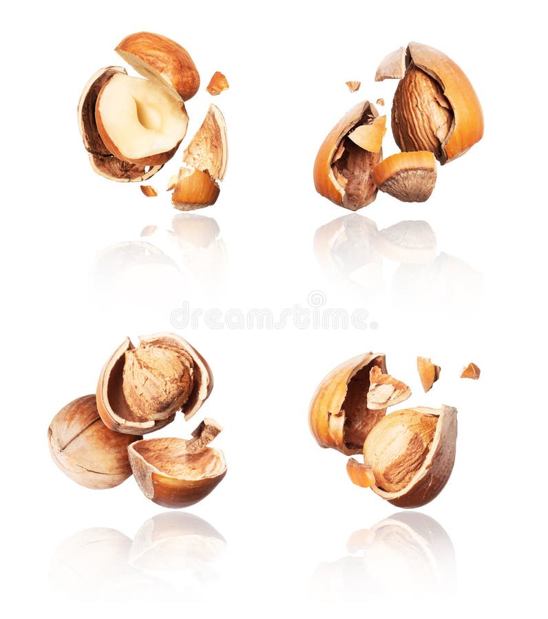 Crushed Hazelnuts Isolated on White Background. Hazelnut Macro. High ...