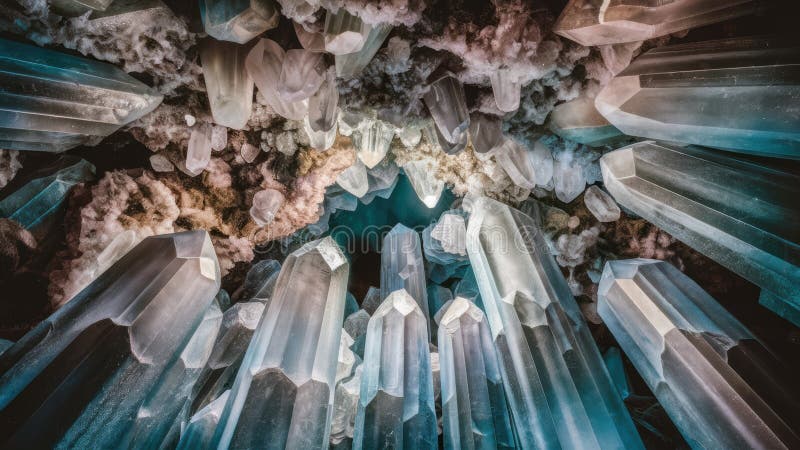 A Group of Crystals are Shown in a Dark Room, AI Stock Photo - Image of ...