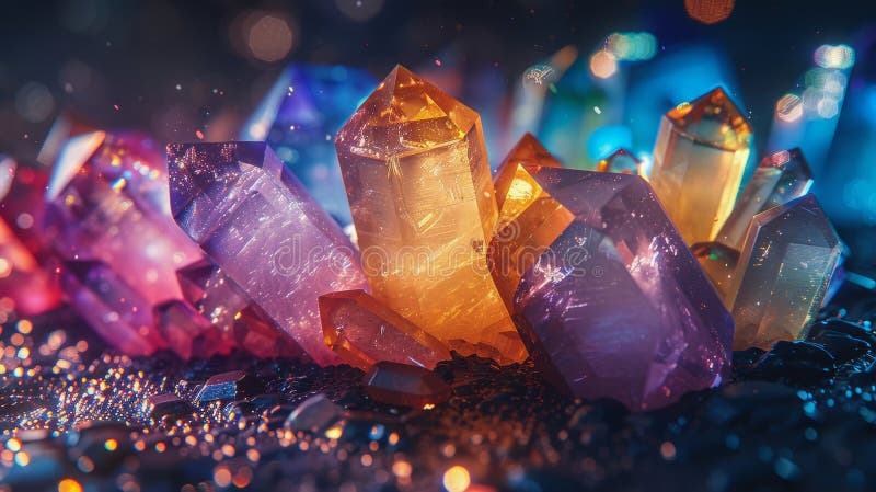Group of Crystals on Table stock photo. Image of valuable - 326777360