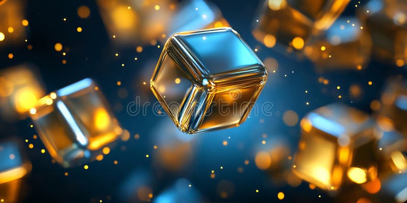 A Group of Cubes Floating in the Air on a Blue Background Stock ...