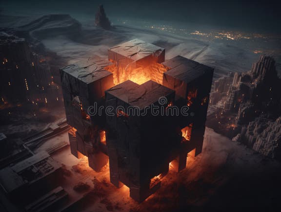 A Group of Cubes Sitting on Top of a Table an Nuclear Art Casting a ...