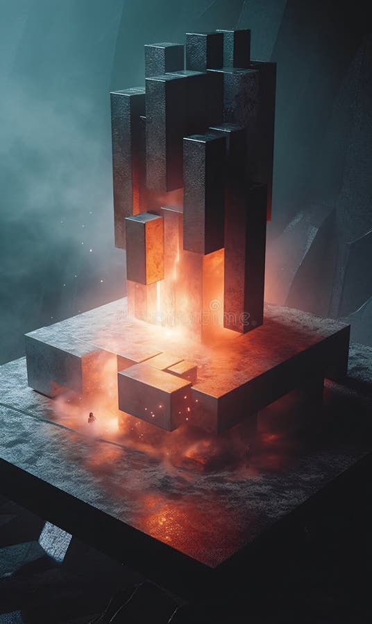 A Group of Cubes Sitting on Top of a Table an Nuclear Art Casting a ...