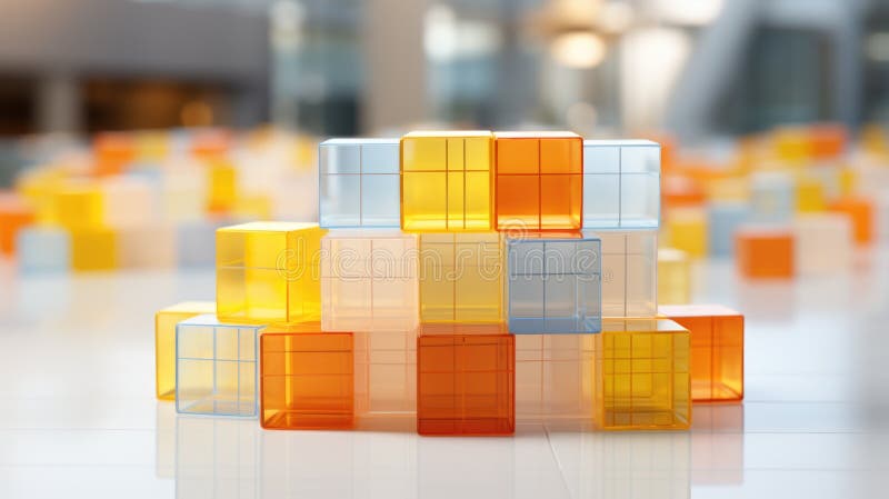 A Group of Cubes Sitting on Top of a White Floor. AI. Stock ...