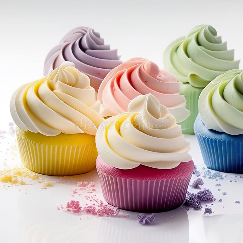 A Group of Cupcakes with Different Colored Frosting. Generative AI ...
