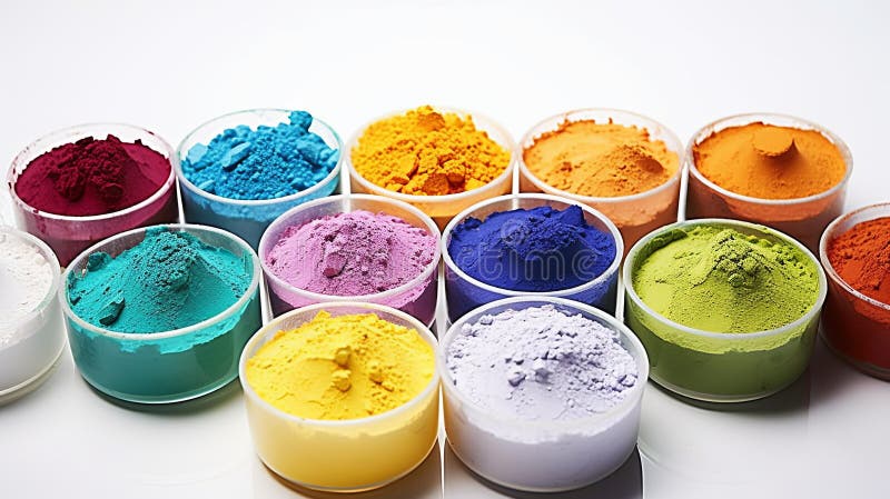 A Group of Cups Filled with Different Colored Powders Stock Image ...