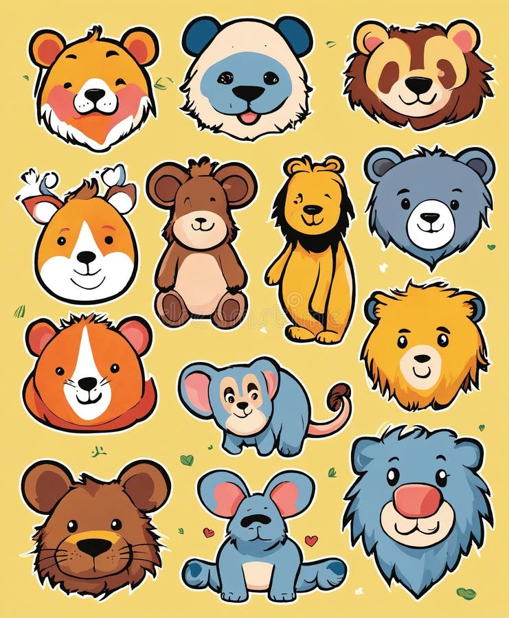 Group of Cute Cartoon Animals. Vector Illustration. Cute Animals Stock ...
