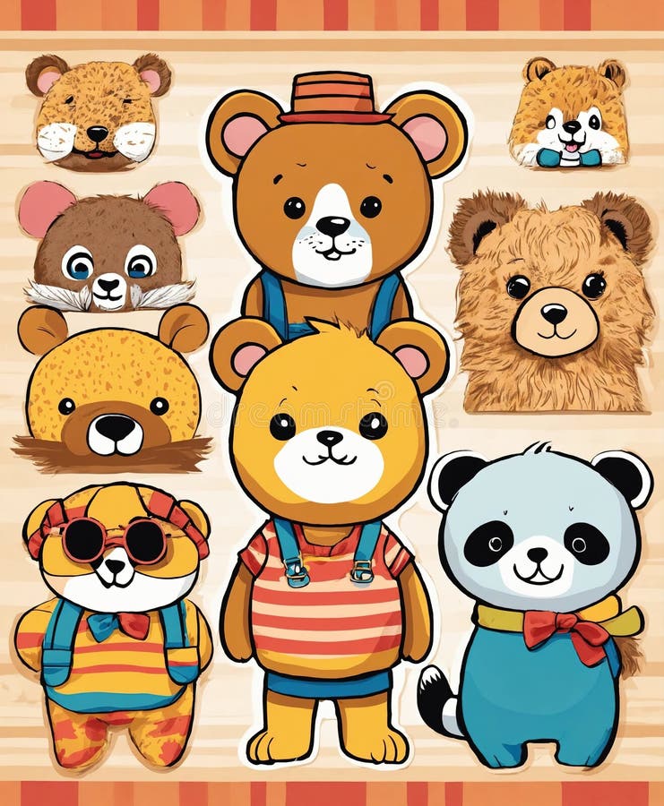 Group of Cute Cartoon Animals. Vector Illustration. Cute Animals Stock ...