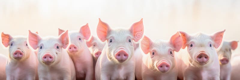 A Group of Cute Piglets, Standing in Front of the Camera. Funny Animals ...