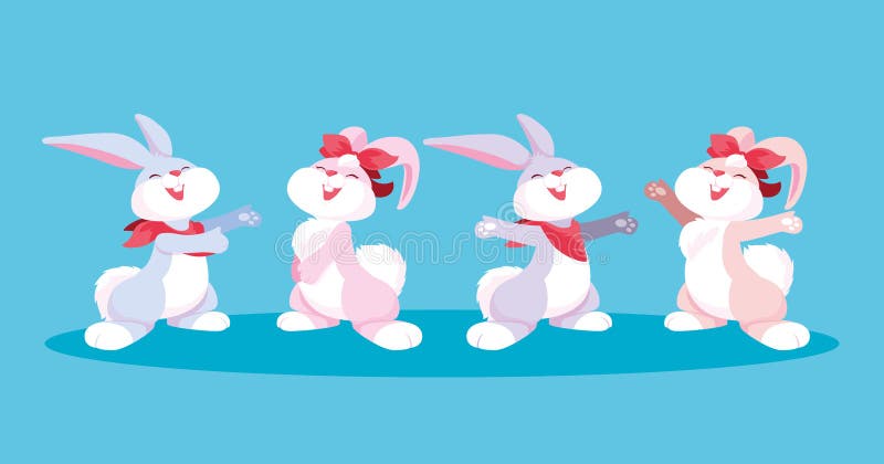 Group of Cute Rabbits Animals Stock Vector - Illustration of bunny ...
