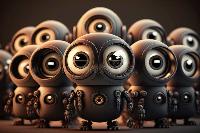 A Group of Cute Robots Ready To Go Stock Illustration - Illustration of ...