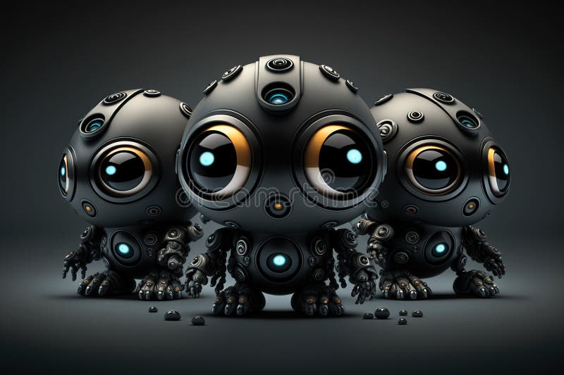 A Group of Cute Robots Ready To Go. Stock Illustration - Illustration ...