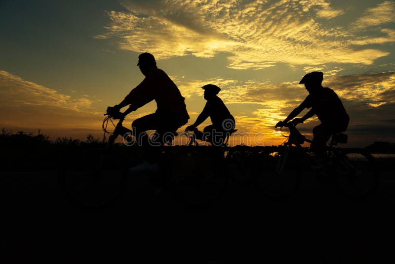 Group Cycling for Health Silhouette Stock Photo - Image of bicycler ...