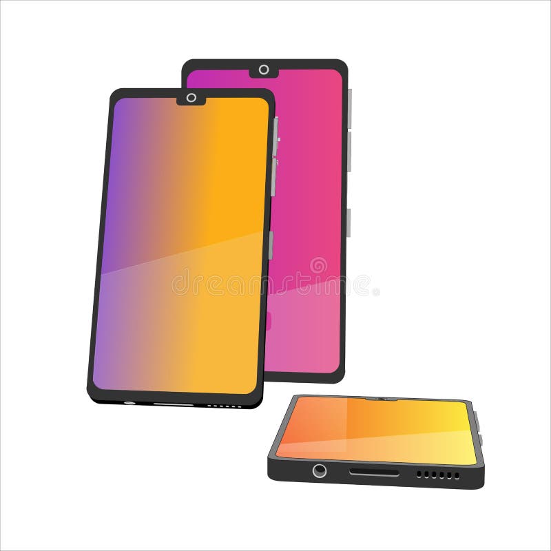 Group of 3d Models Cell Phones. Smartphones in Vertex Shapes . 3d ...