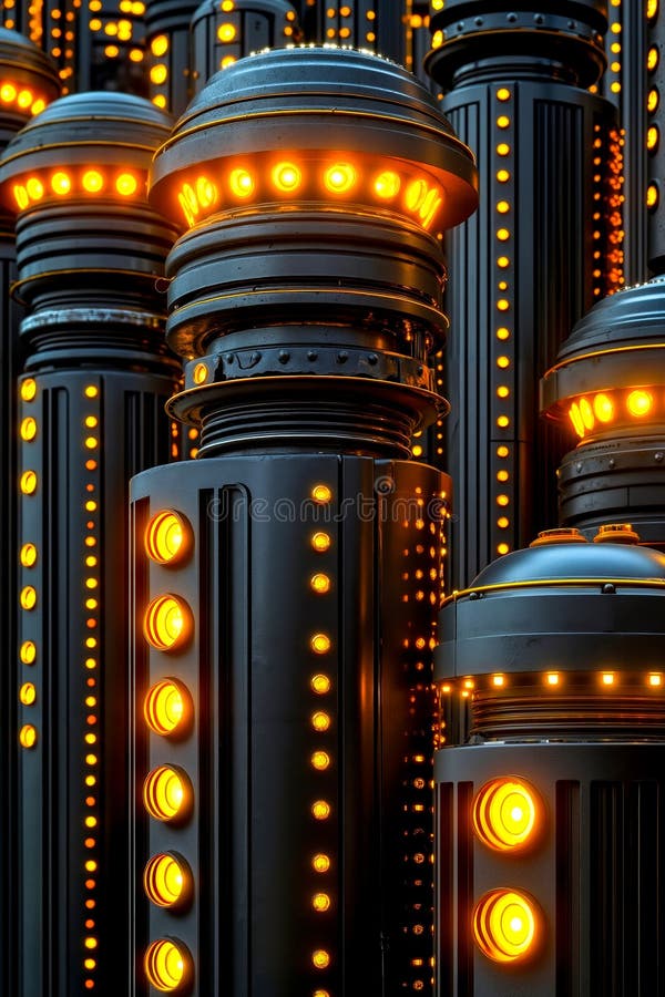 A Group of Dalek Lights are Lit Up in a Row Stock Image - Image of ...