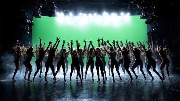 A Group of Dancers Performing in Silhouette Against a Green Screen ...