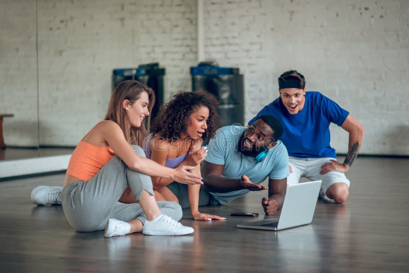 Group of Dancers Watching a Dancing Video in the Class Stock Photo ...