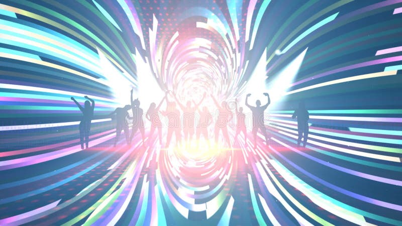Group Dancing in a Futuristic Light Show Environment with Vibrant ...