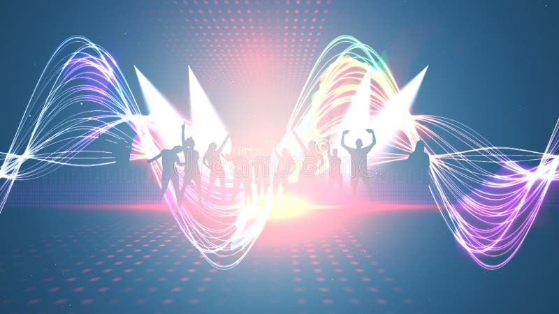 Group Dancing in a Futuristic Light Show Environment with Vibrant ...
