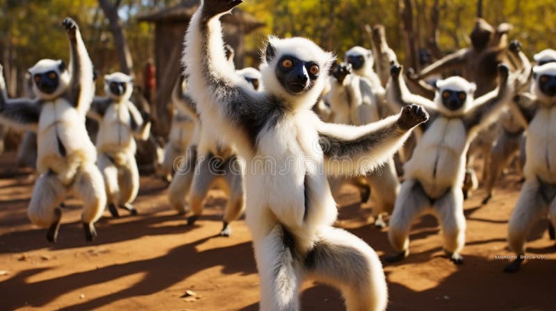 A Group of Dancing Monkeys in Jungle Generated by AI Tool Stock ...