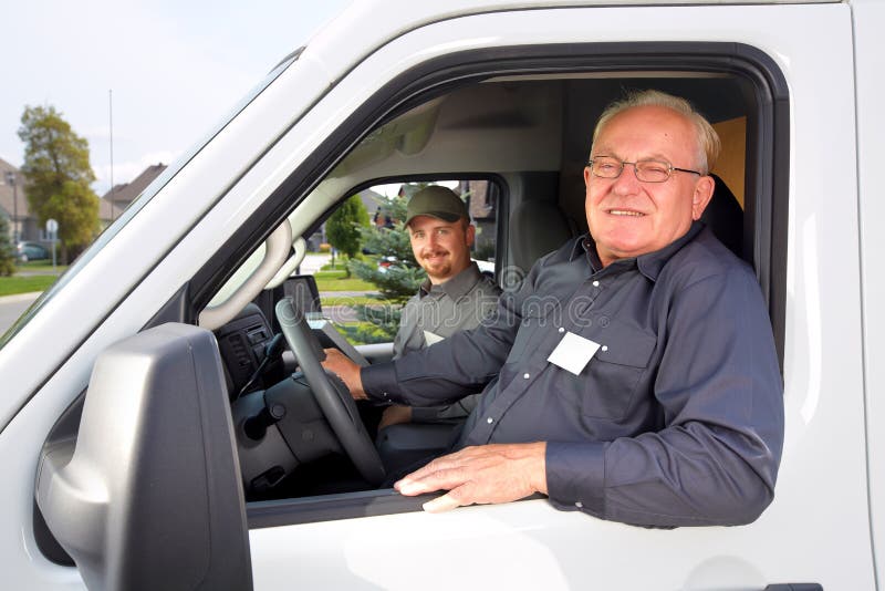 Group of Delivery Man in a Car. Stock Photo - Image of courier, service ...