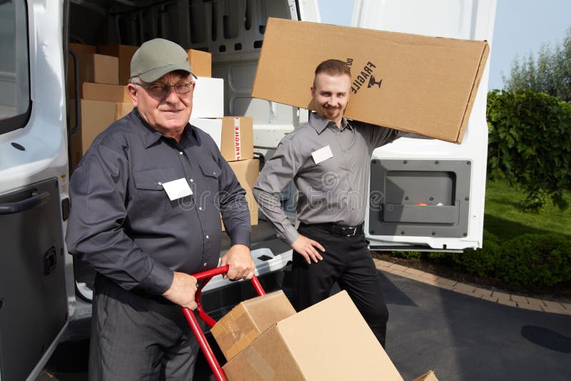 Group of Delivery Man with a Parcel. Stock Photo - Image of parcel ...