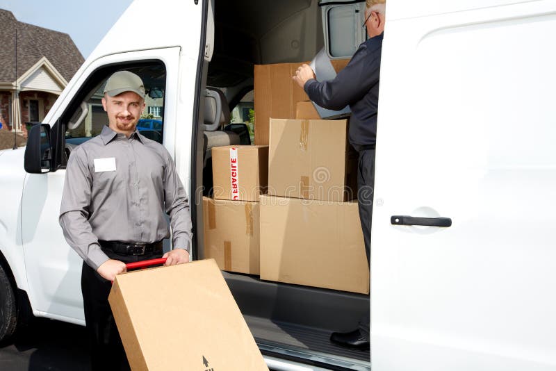 Group of Delivery Man with a Parcel. Stock Image - Image of group ...