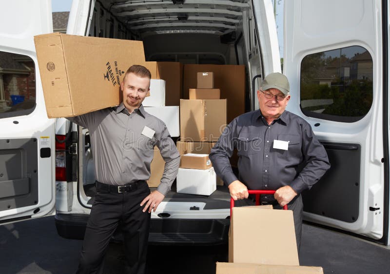 Group of Delivery Man with a Parcel. Stock Image - Image of postal ...