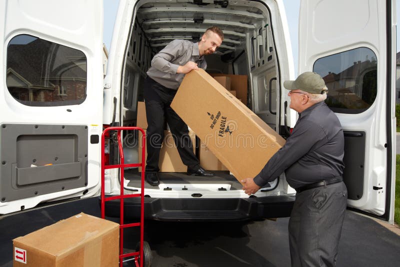Group of Delivery Man with a Parcel. Stock Photo - Image of postman ...