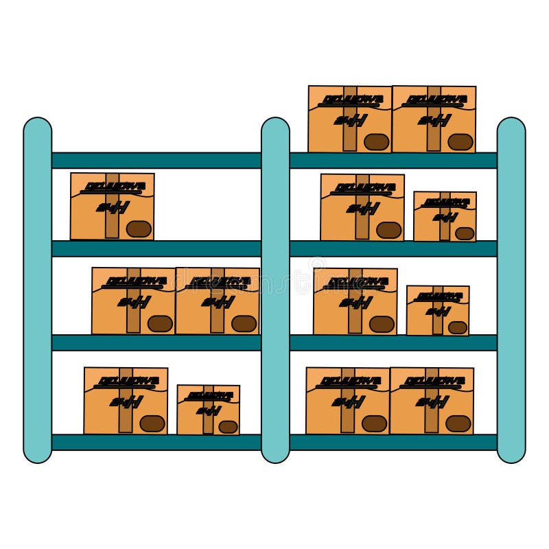 Group of Delivery Packages on a Shelf Stock Vector - Illustration of ...