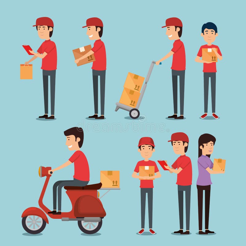 Group Delivery Man Parcel Stock Illustrations – 136 Group Delivery Man ...