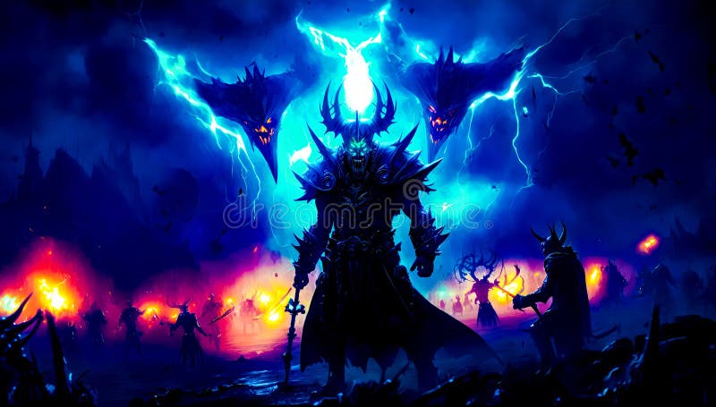 Group of Demonic Demonic Creatures Standing in Front of Fire Filled ...