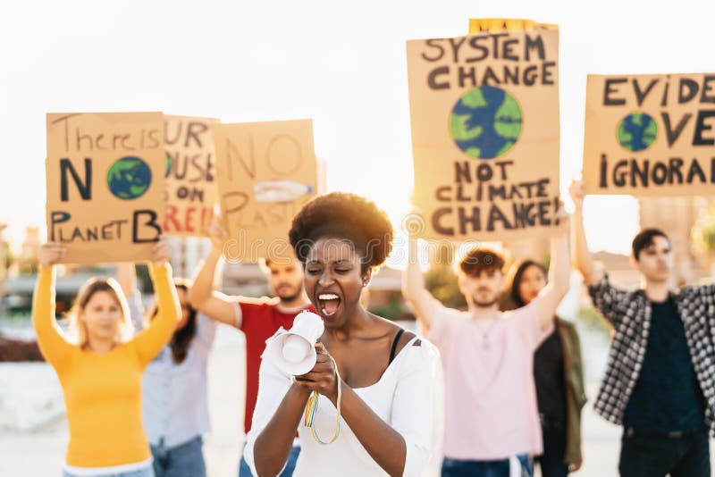 Group Demonstrators Protesting Against Plastic Pollution and Climate ...