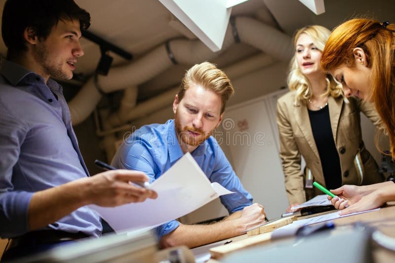 Group of Designer Working on Project Stock Photo - Image of industrial ...