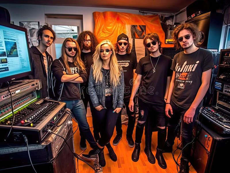 Cyber Activists Posing with Digital Protest Poster Stock Illustration ...