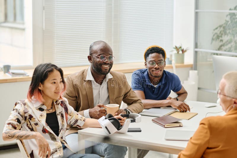 Group of Developers Working in Team Stock Photo - Image of cyberspace ...