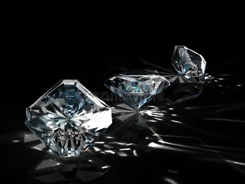 Group of Diamonds on Black Background.Beautiful Shape Emerald Image ...