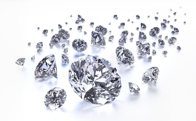 Group of Diamonds on a White Background Stock Illustration ...