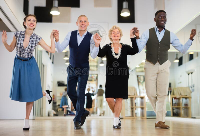 Group of Different Age Dancers Preparing Swing Performance Stock Image ...
