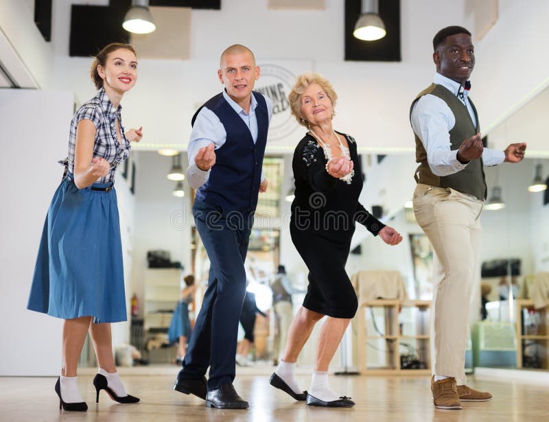 Group of Different Age Dancers Preparing Swing Performance Stock Image ...