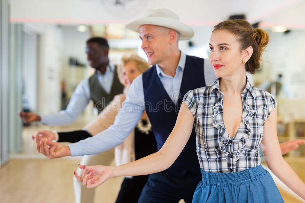 Group of Different Age Dancers Preparing Swing Performance Stock Image - Image of charleston ...