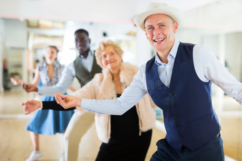 Group of Different Age Dancers Preparing Swing Performance Stock Image ...