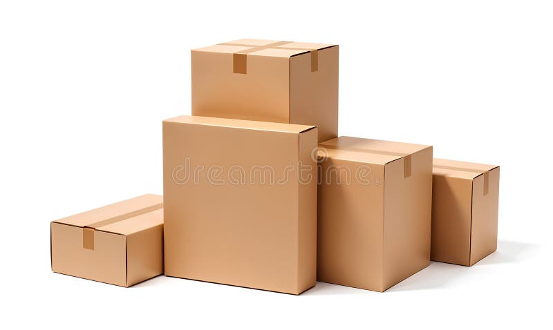 Group of Different Blank Brown Cardboard Boxes. Stock Photo - Image of ...
