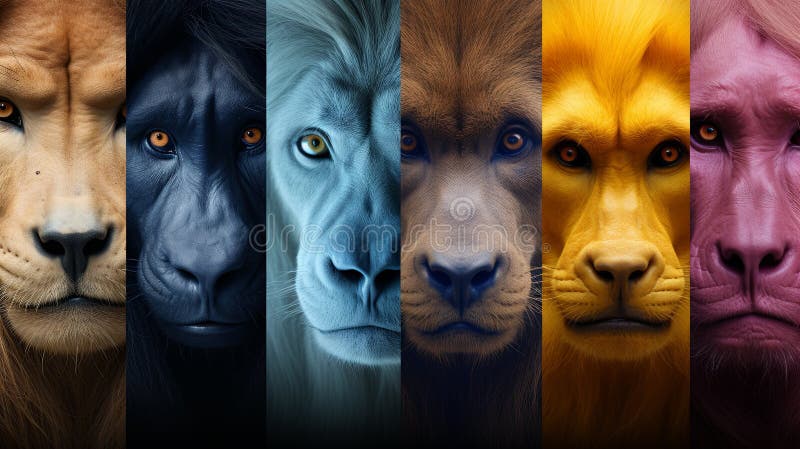 Group of Different Colored Animals with Different Faces Stock Photo ...